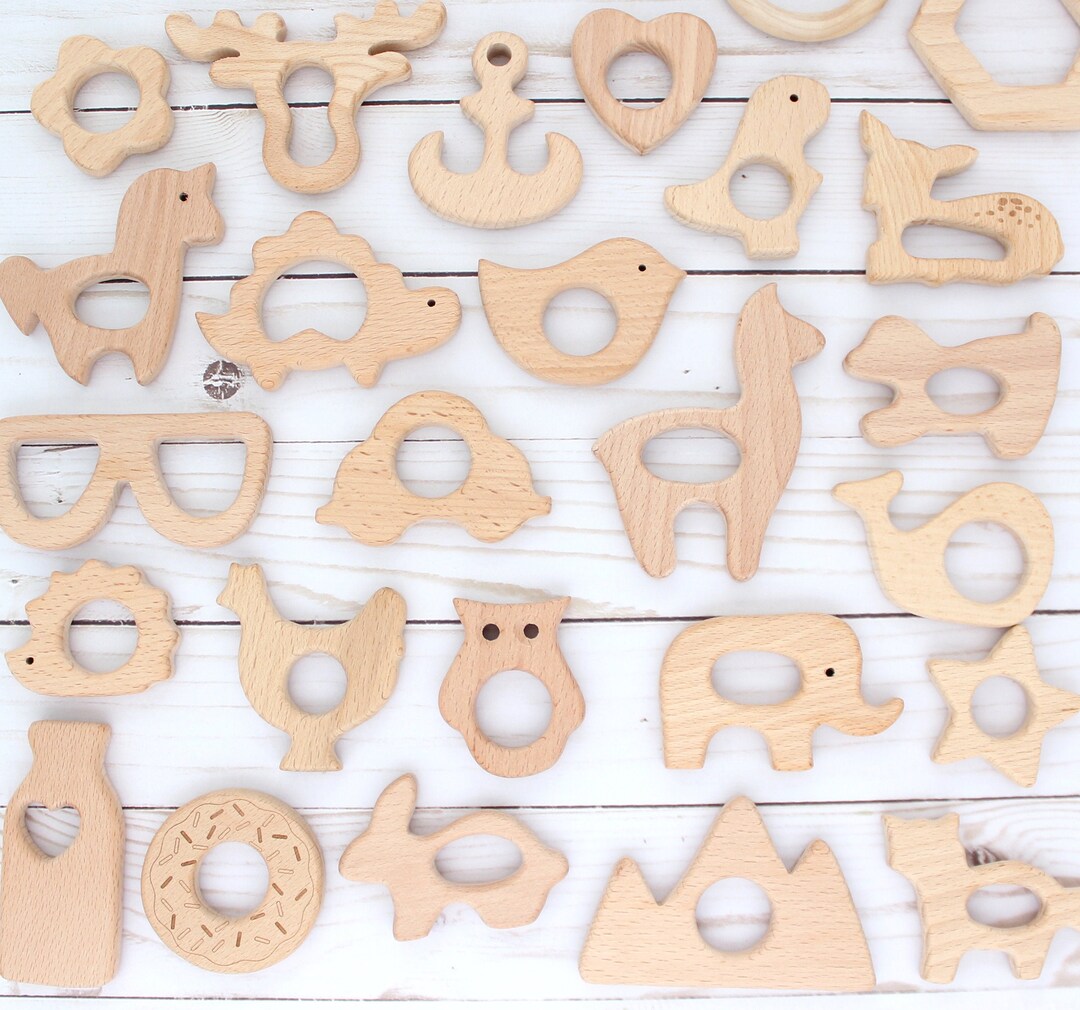 Mini Wooden Teething Rings Small Wooden Baby Teether Gender Neutral ...