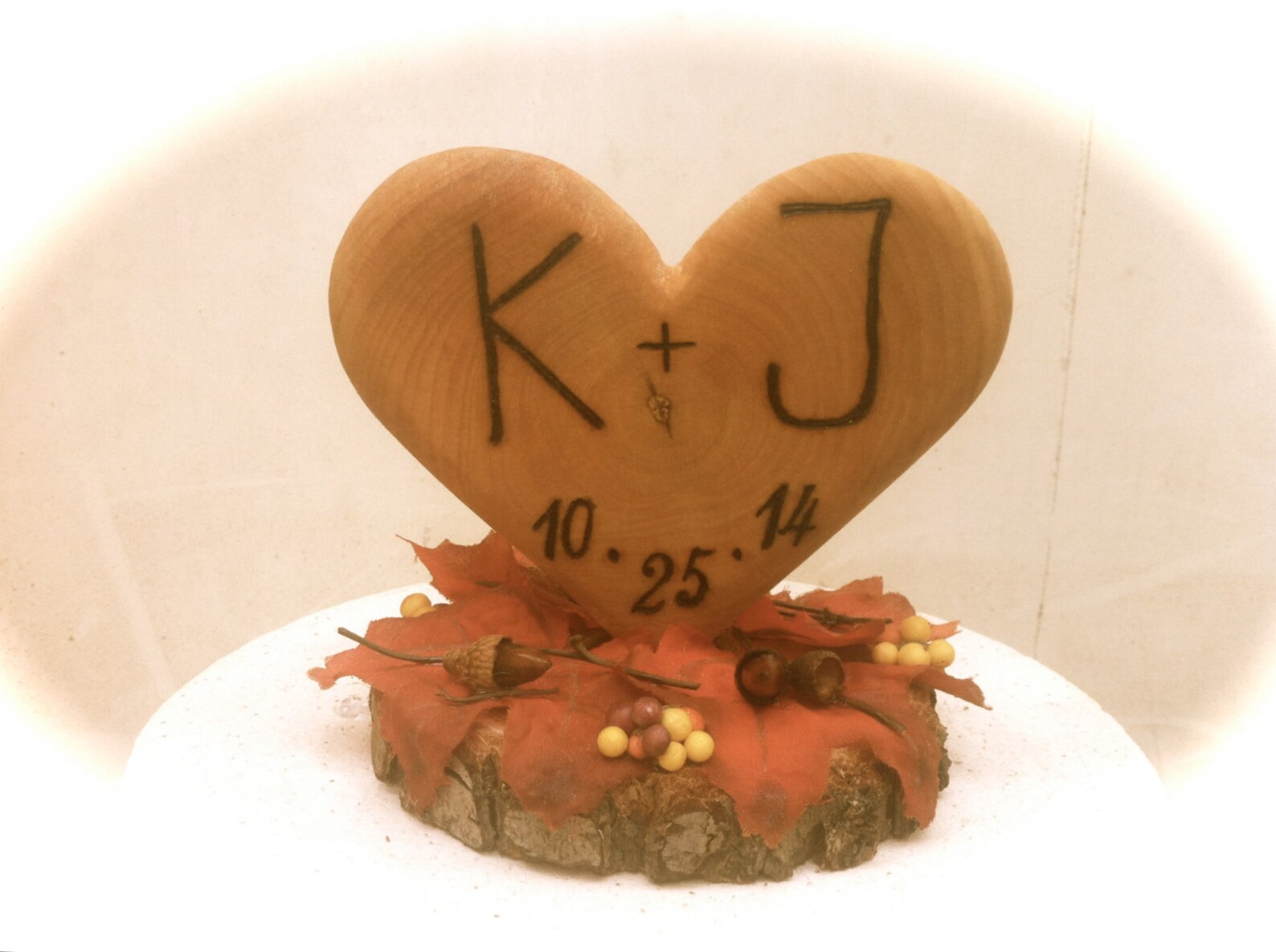 Fall Wedding Cake Topper Rustic Wooden Heart - Etsy