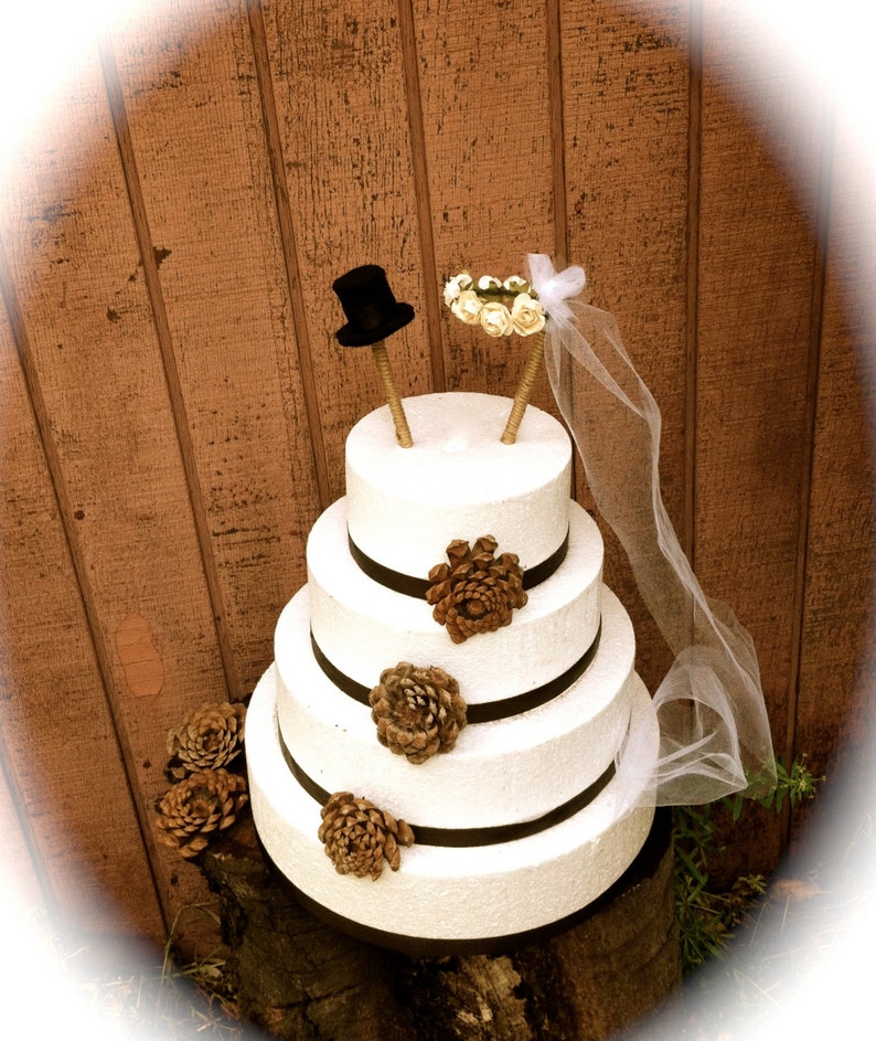 Rustic Wedding Cake Topper Bride Groom Cake Topper - Etsy