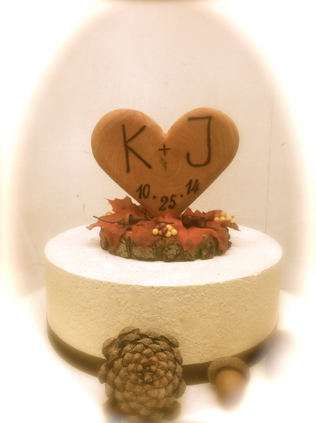 Fall Wedding Cake Topper Rustic Wooden Heart - Etsy