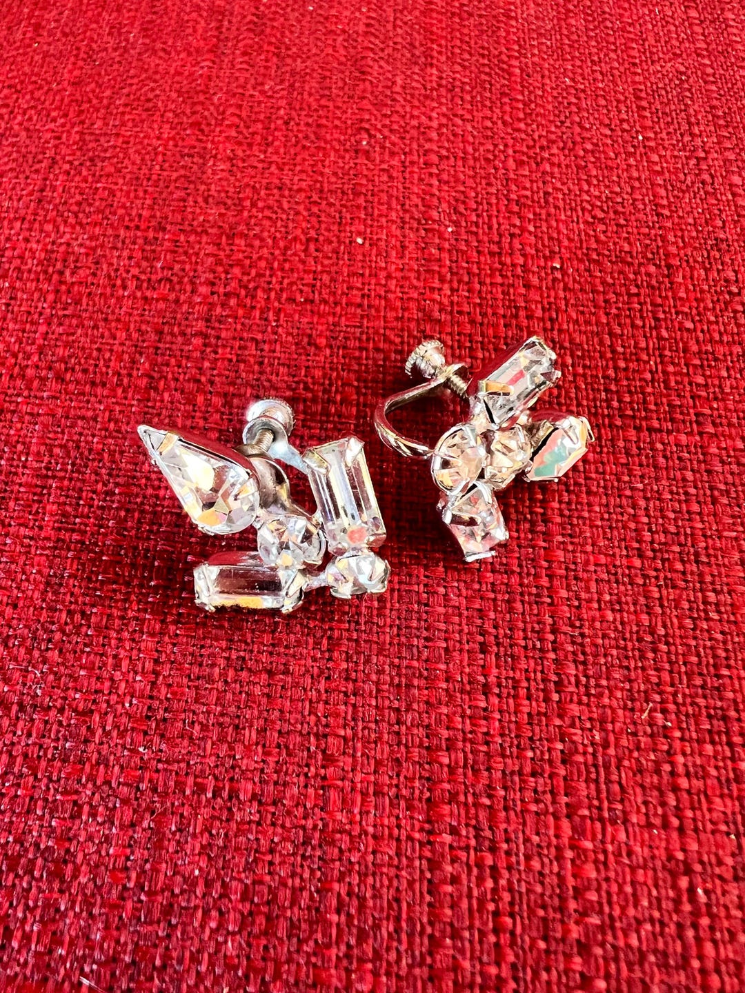 Vintage Rhinestone Art Deco Style Screw Back Earrings - Etsy