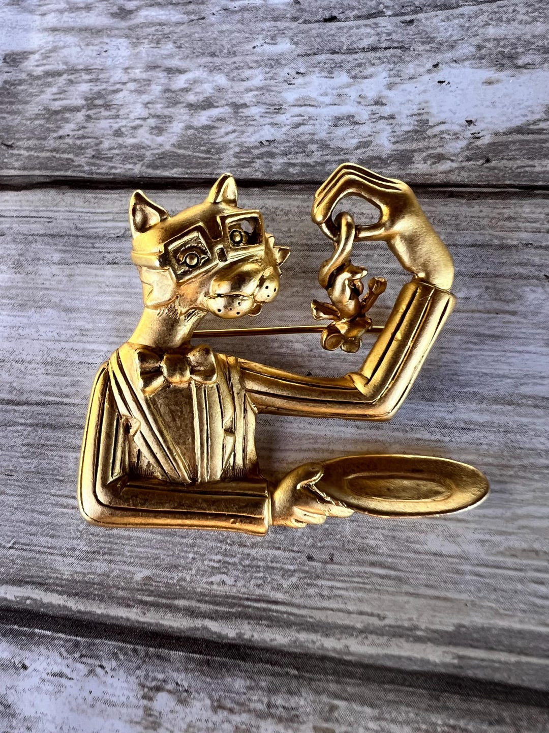 Vintage AJC Cat and Mouse Pin - Etsy