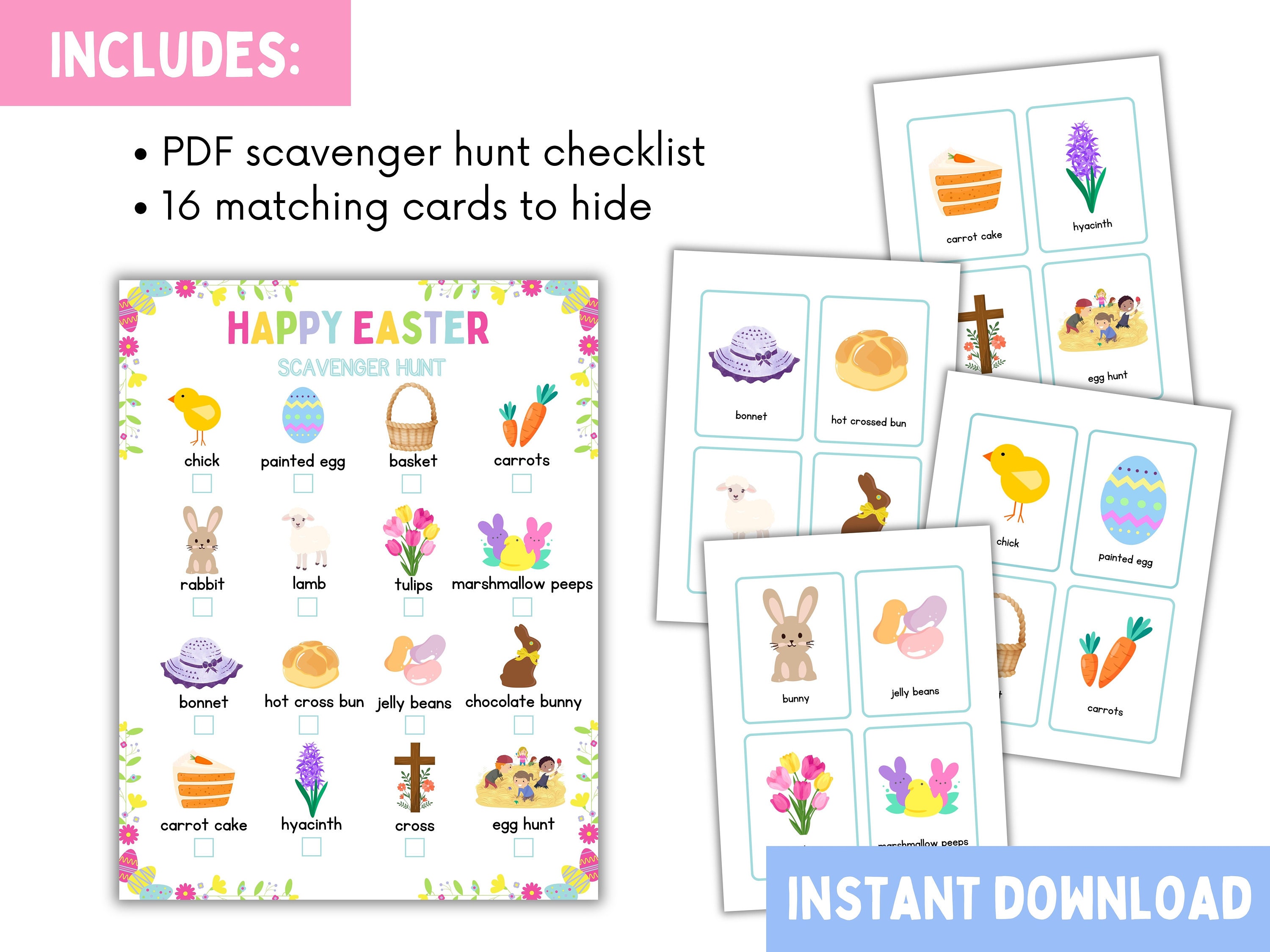 Easter Scavenger Hunt, Easter Kids Game, Preschool Activity, Easter ...