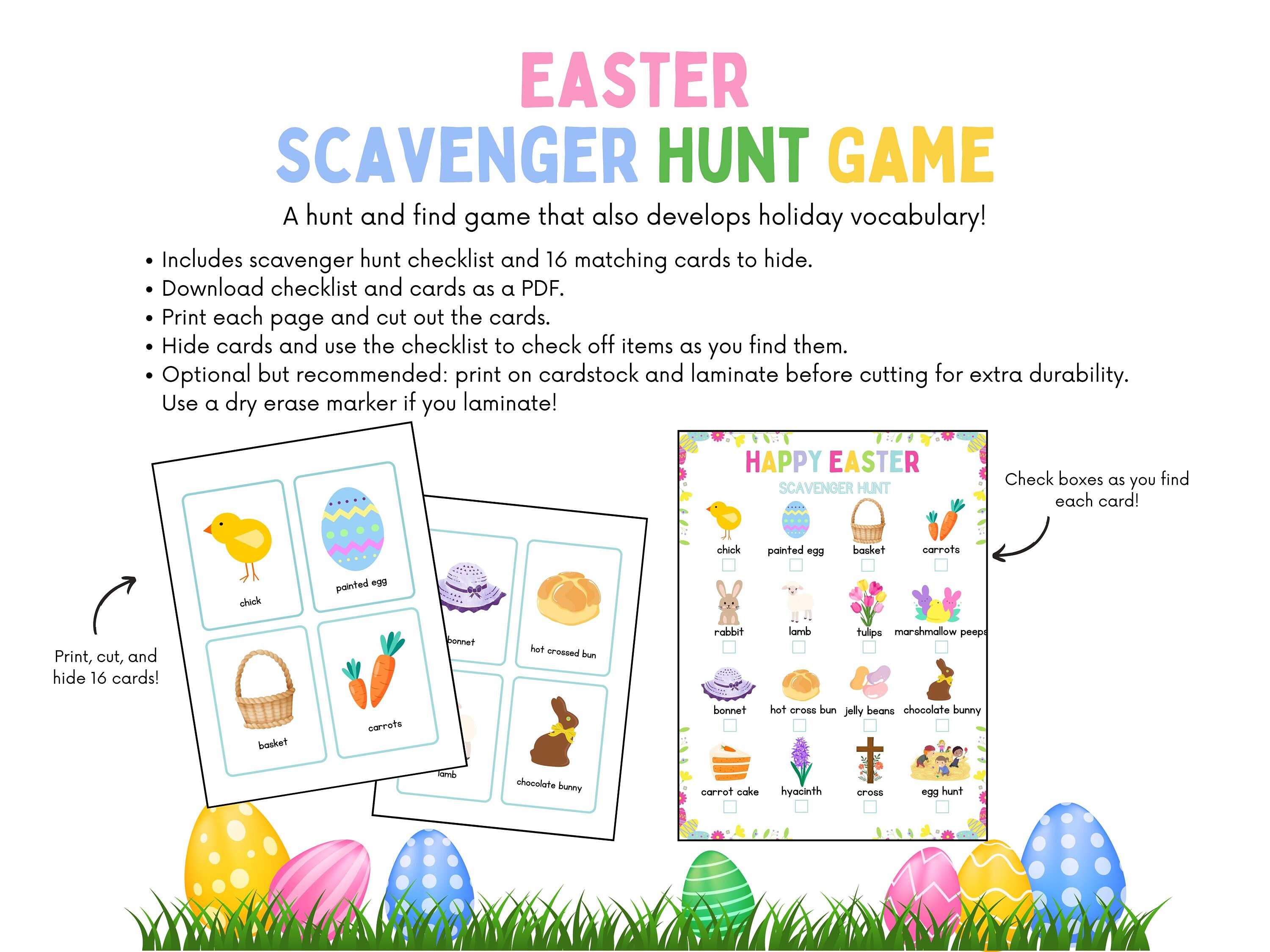 Easter Scavenger Hunt, Easter Kids Game, Preschool Activity, Easter ...