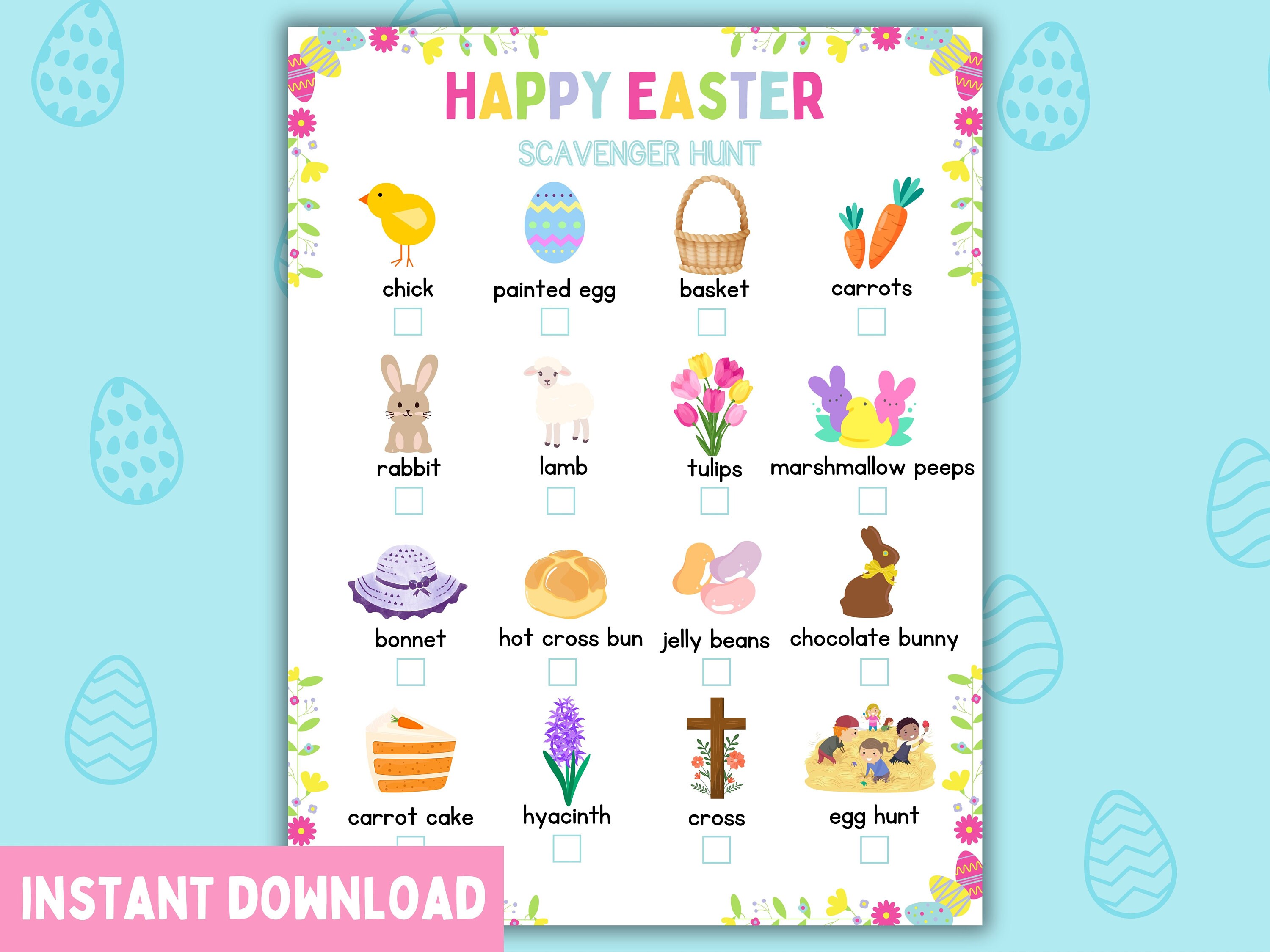 Easter Scavenger Hunt, Easter Kids Game, Preschool Activity, Easter ...