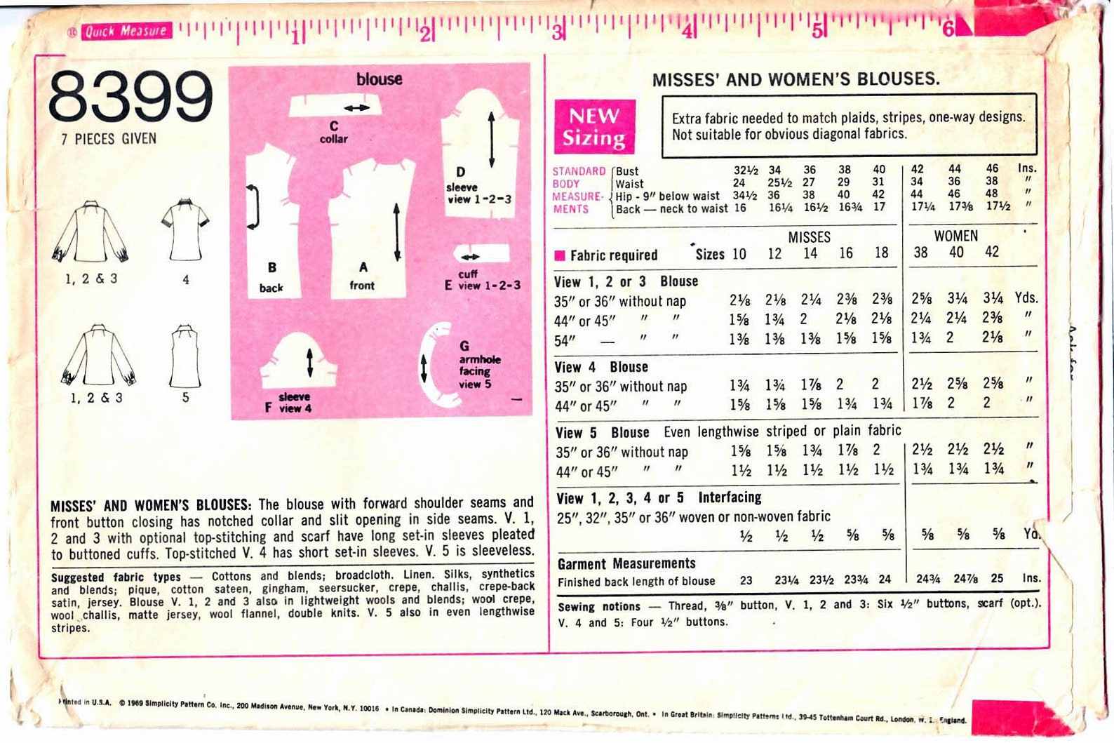 Simplicity 8399 Woman's Long or Short Sleeve Button Front - Etsy