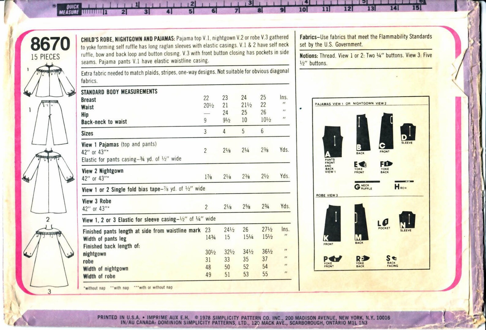 Simplicity 8670 Girl's Round Yoke Raglan Sleeve Robe | Etsy