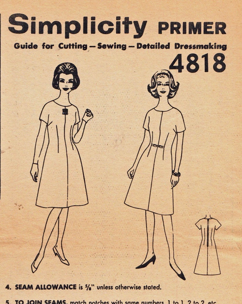 Simplicity 4818 Jiffy Woman's Short Kimono Sleeve Sheath | Etsy