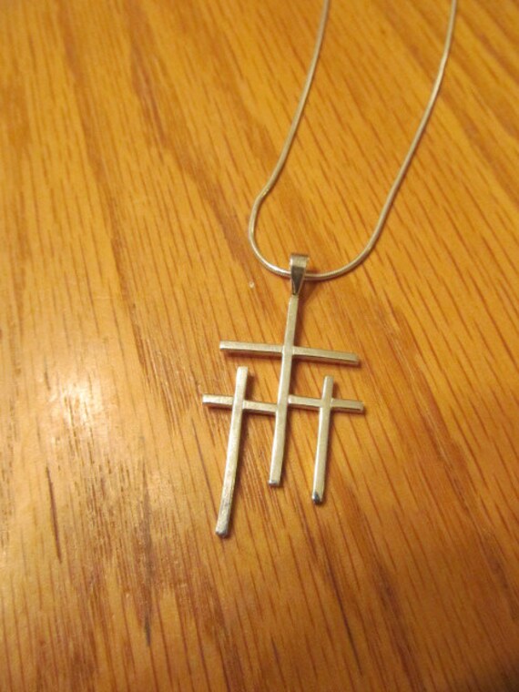 Triple Cross Pendant & Chain Sterling Silver Hand Made - Etsy