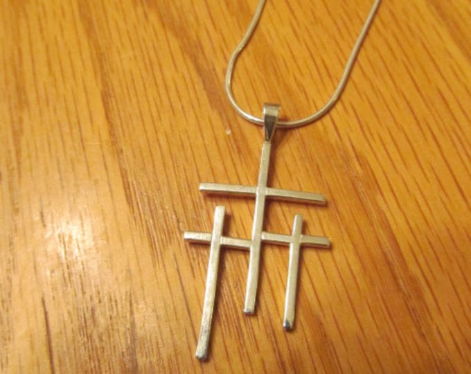 Triple Cross Pendant & Chain Sterling Silver Hand Made - Etsy