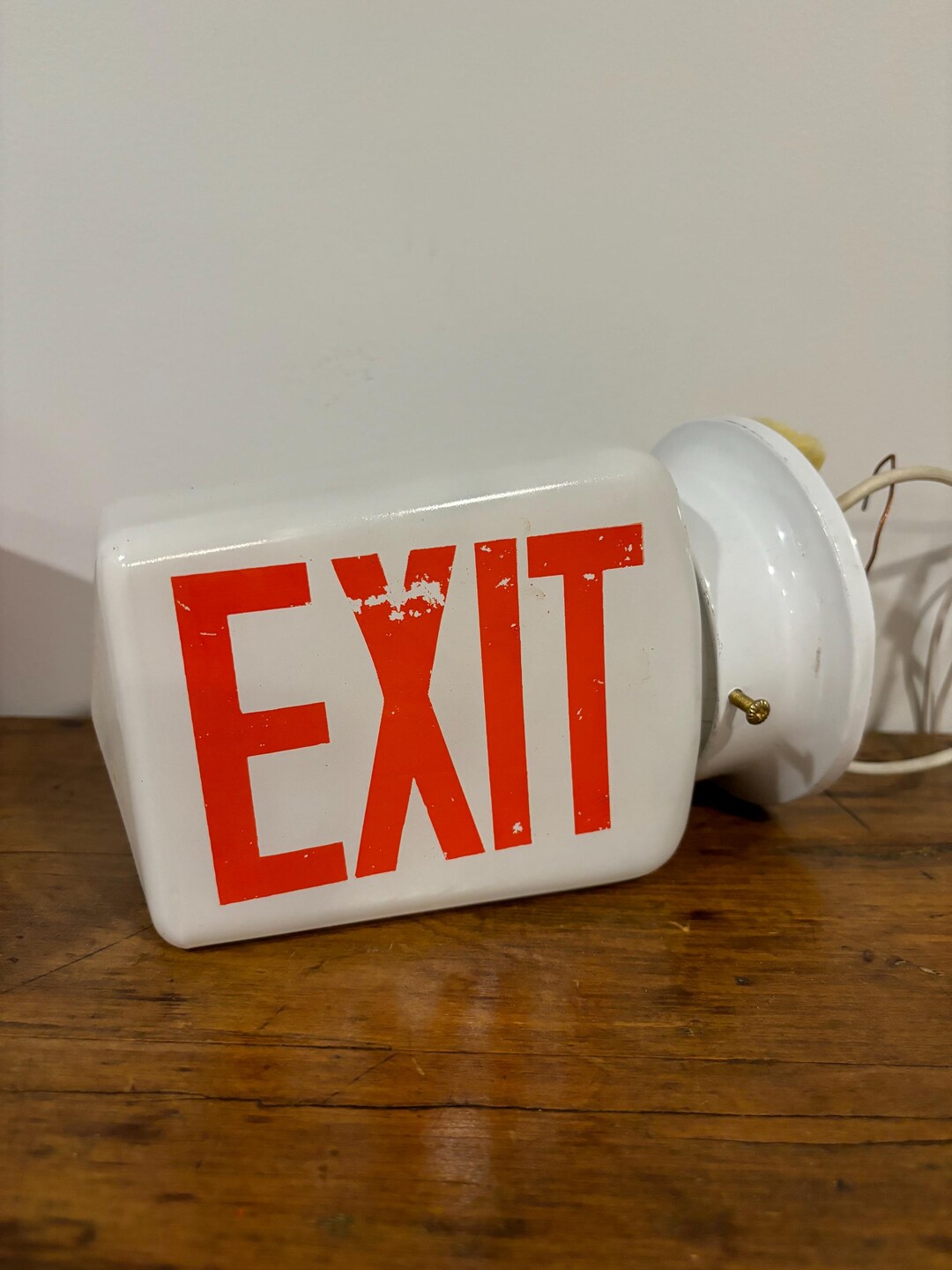 Antique White Glass Horizontal Exit Sign - Etsy UK