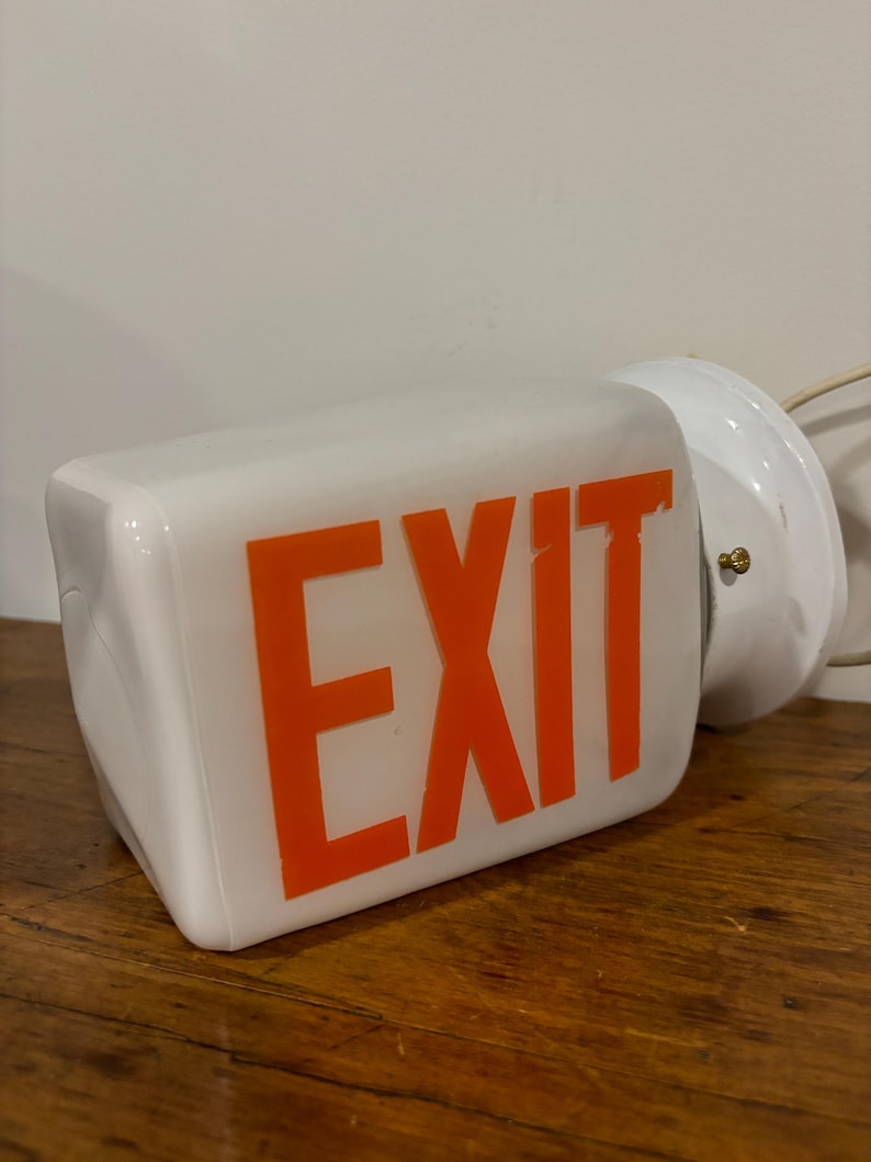 Antique White Glass Horizontal Exit Sign - Etsy