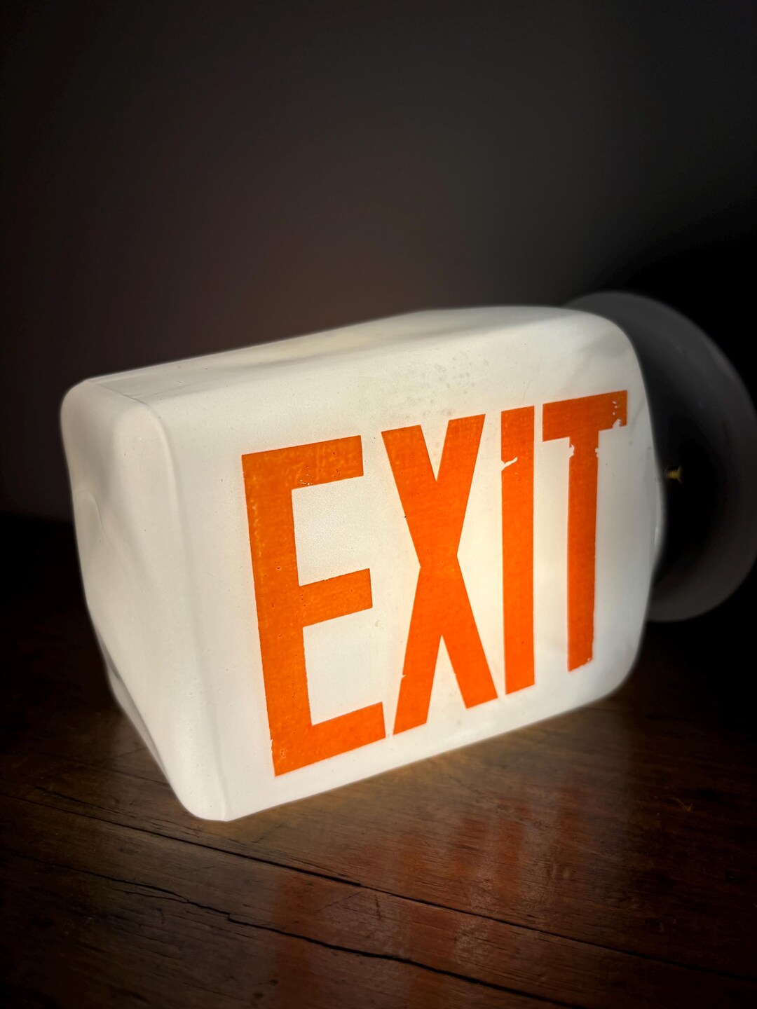 Antique White Glass Horizontal Exit Sign - Etsy