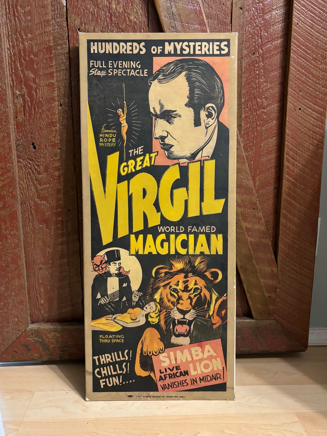 Antique Early Virgil the Magician Poster Framed on Canvas - Etsy