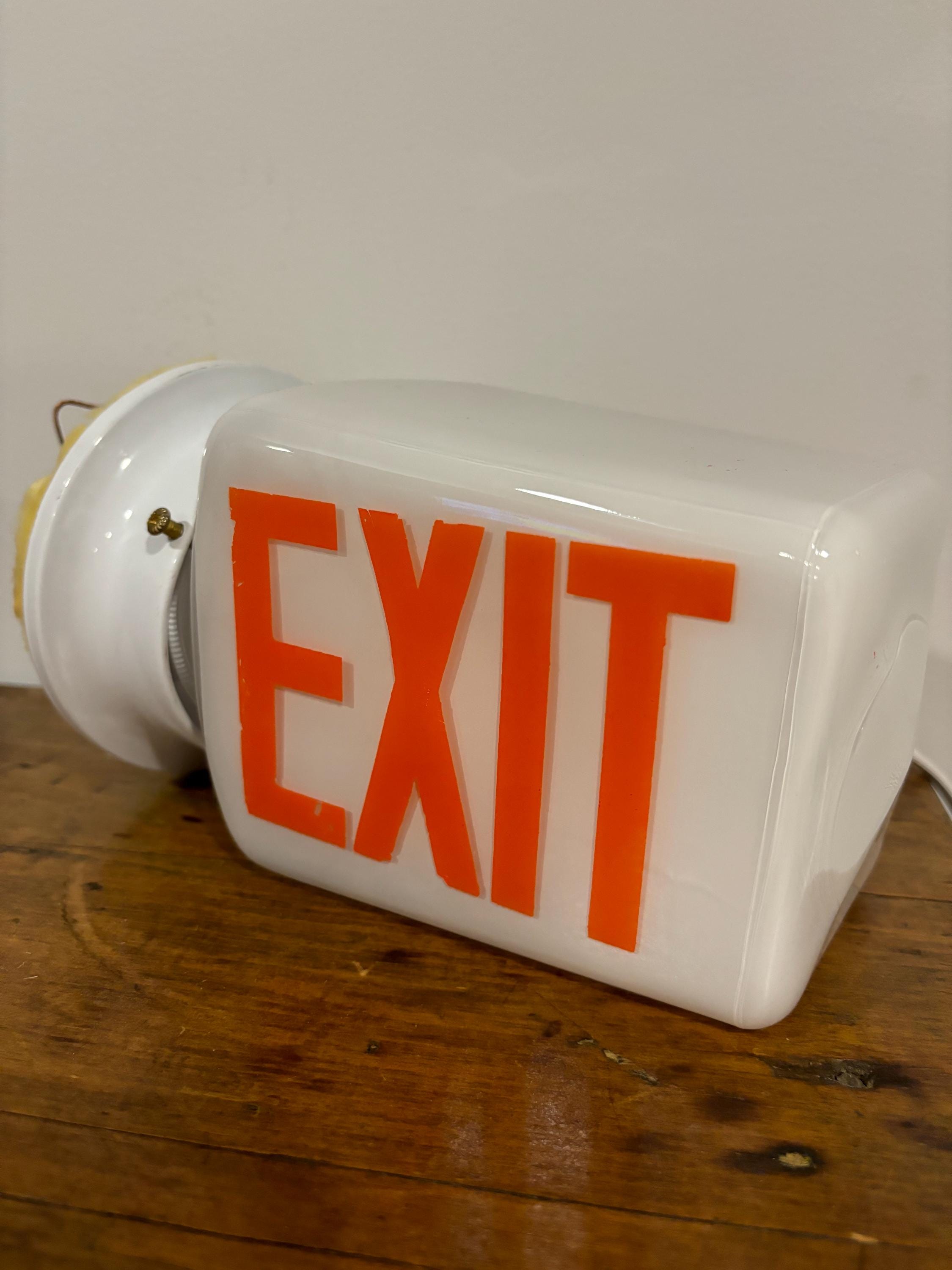 Antique White Glass Horizontal Exit Sign - Etsy