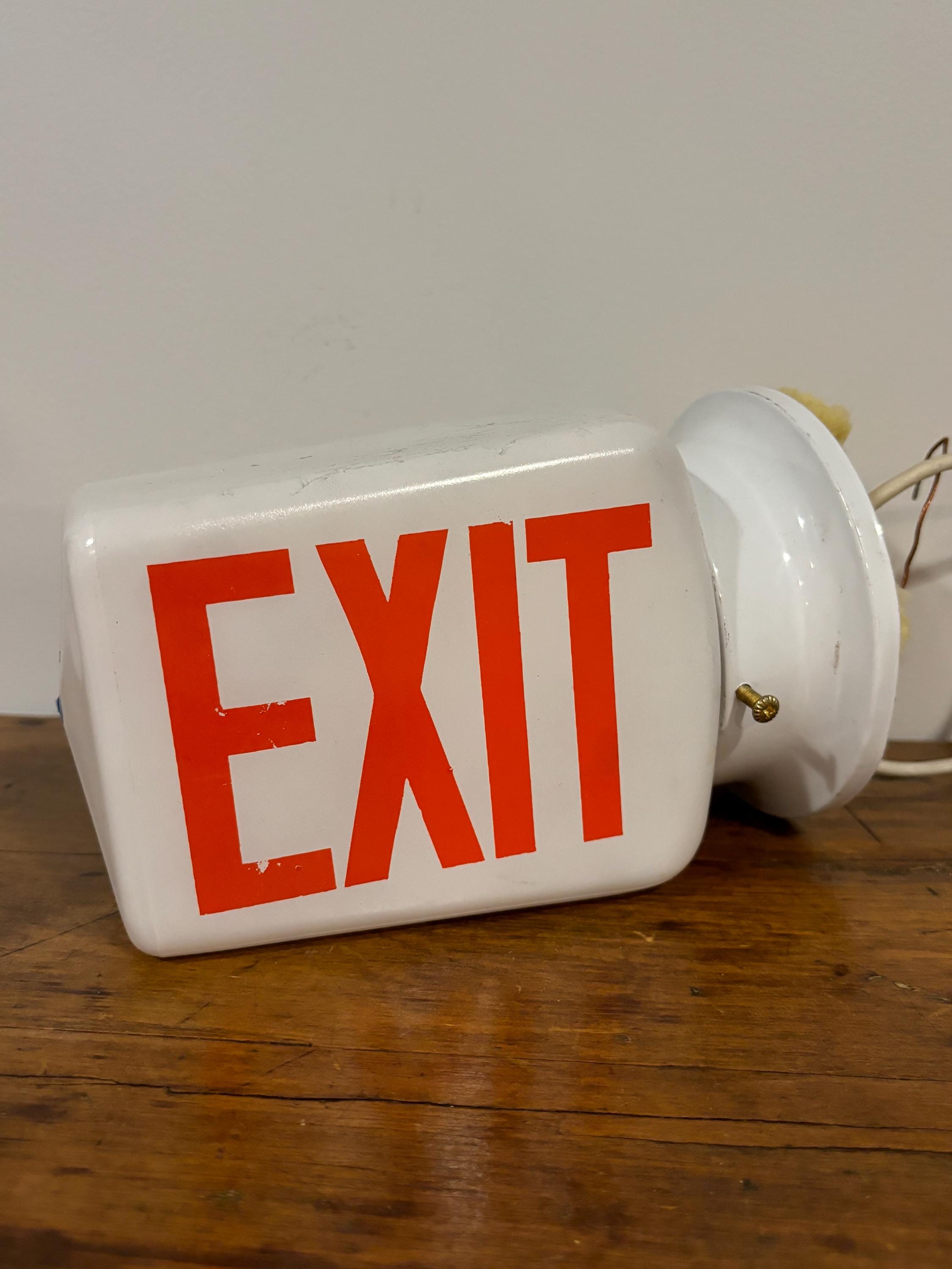 Antique White Glass Horizontal Exit Sign - Etsy