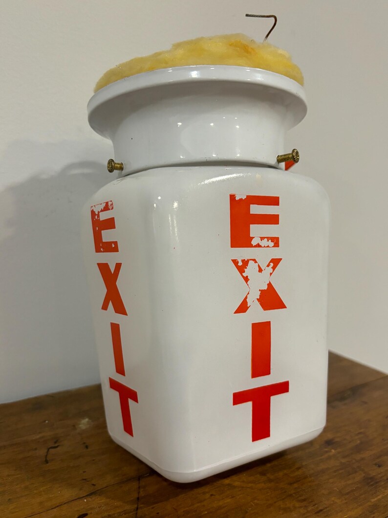 Antique White Glass Vertical Exit Sign - Etsy Australia