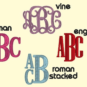 Digital Download Custom Embroidery Monogram Initials in Any of These ...