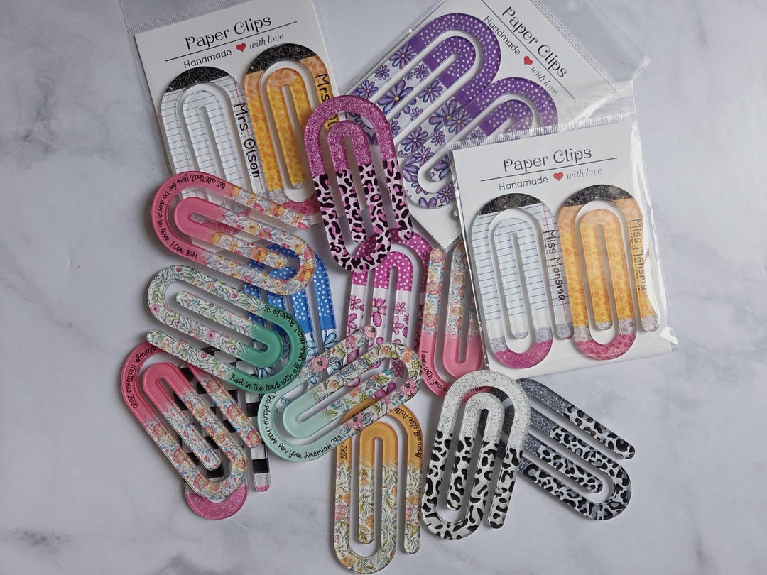 Personalized Jumbo Paper Clips – 40 Fun Patterns | Decorative Bookmark ...