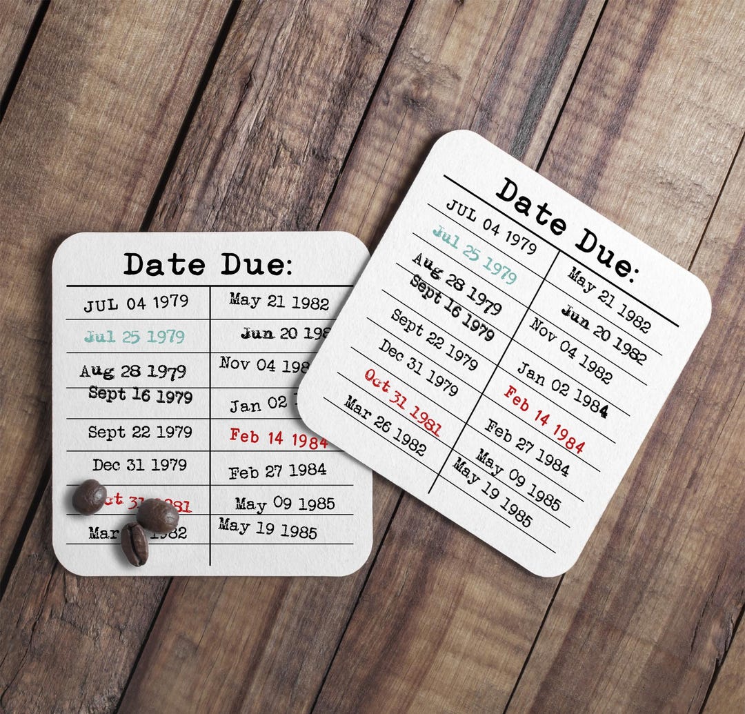 Library Due Dates Tumbler, Library Checkout Card Coaster, Christmas ...