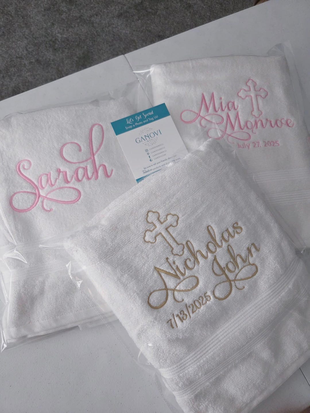 Baptism Personalized Towel, White Cotton Baptism Gift, Christening ...
