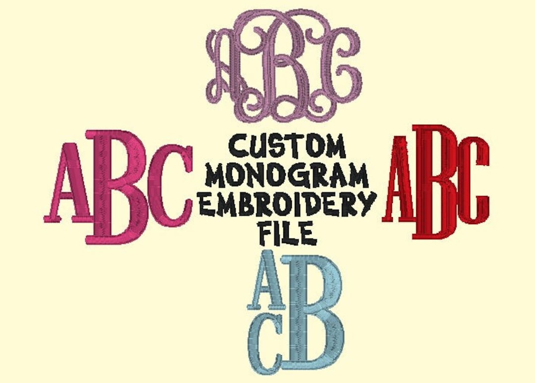 Digital Download Custom Embroidery Monogram Initials in Any of These ...