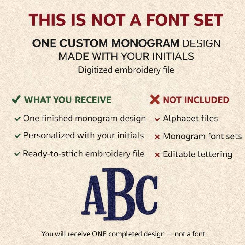 Digital Download Custom Embroidery Monogram Initials in Any of These ...