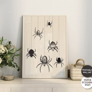 Vintage Spider Wall Art Printable Poster, Spider Halloween Decor ...