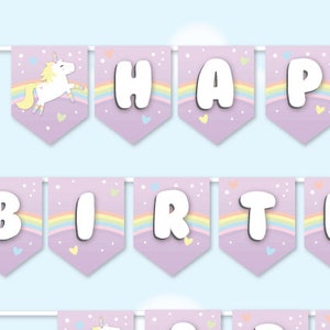 Unicorn Banner, Unicorn Birthday Garland, Party Decor, Printable ...