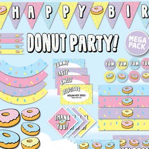 Donut Party Printable Set, Donut Photo Props, Donut Party Pack, Donut ...