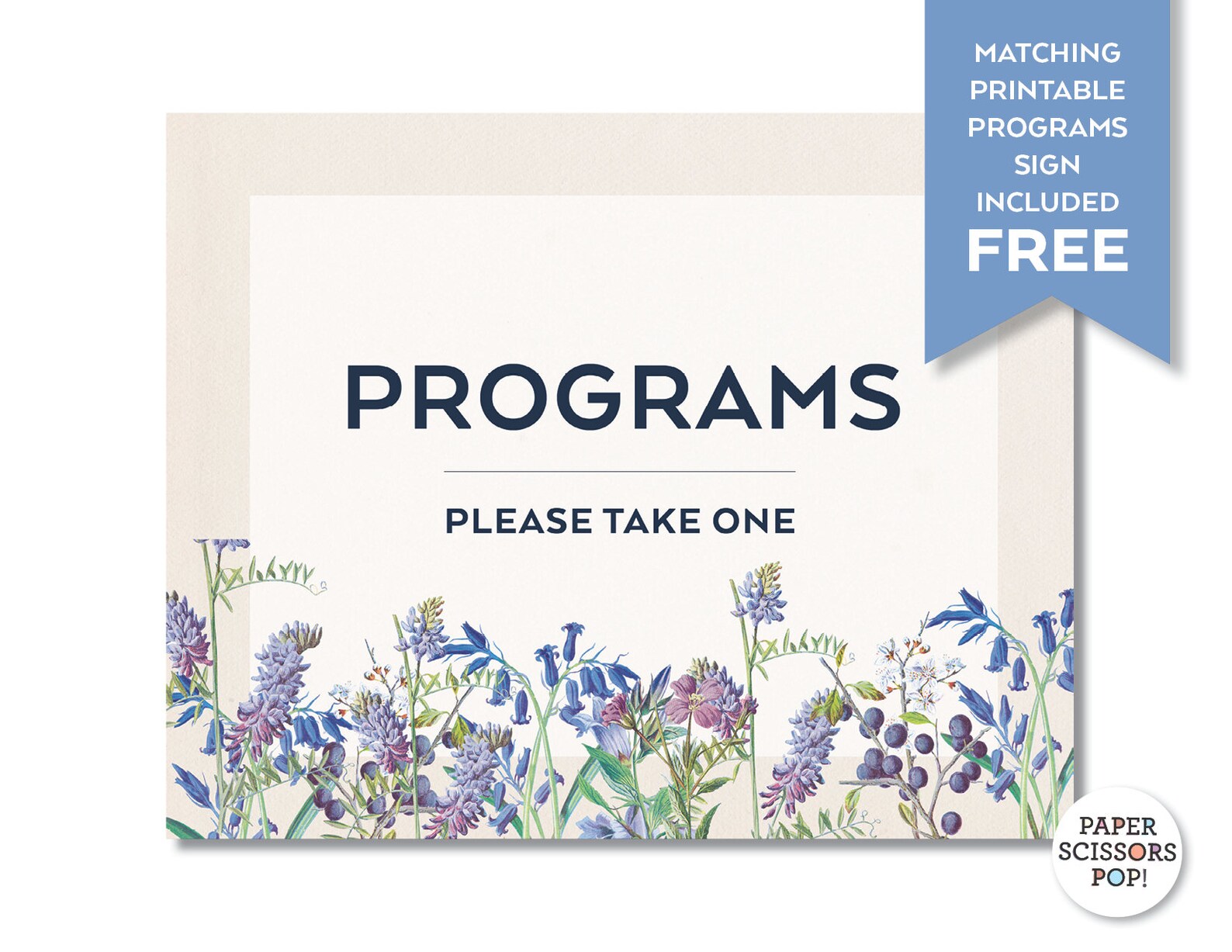 Funeral Program, Blue Flowers Funeral Program, Botanical Memorial Order ...
