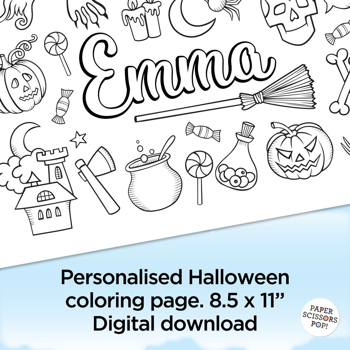 Personalized Coloring Page for Halloween Printable Halloween - Etsy