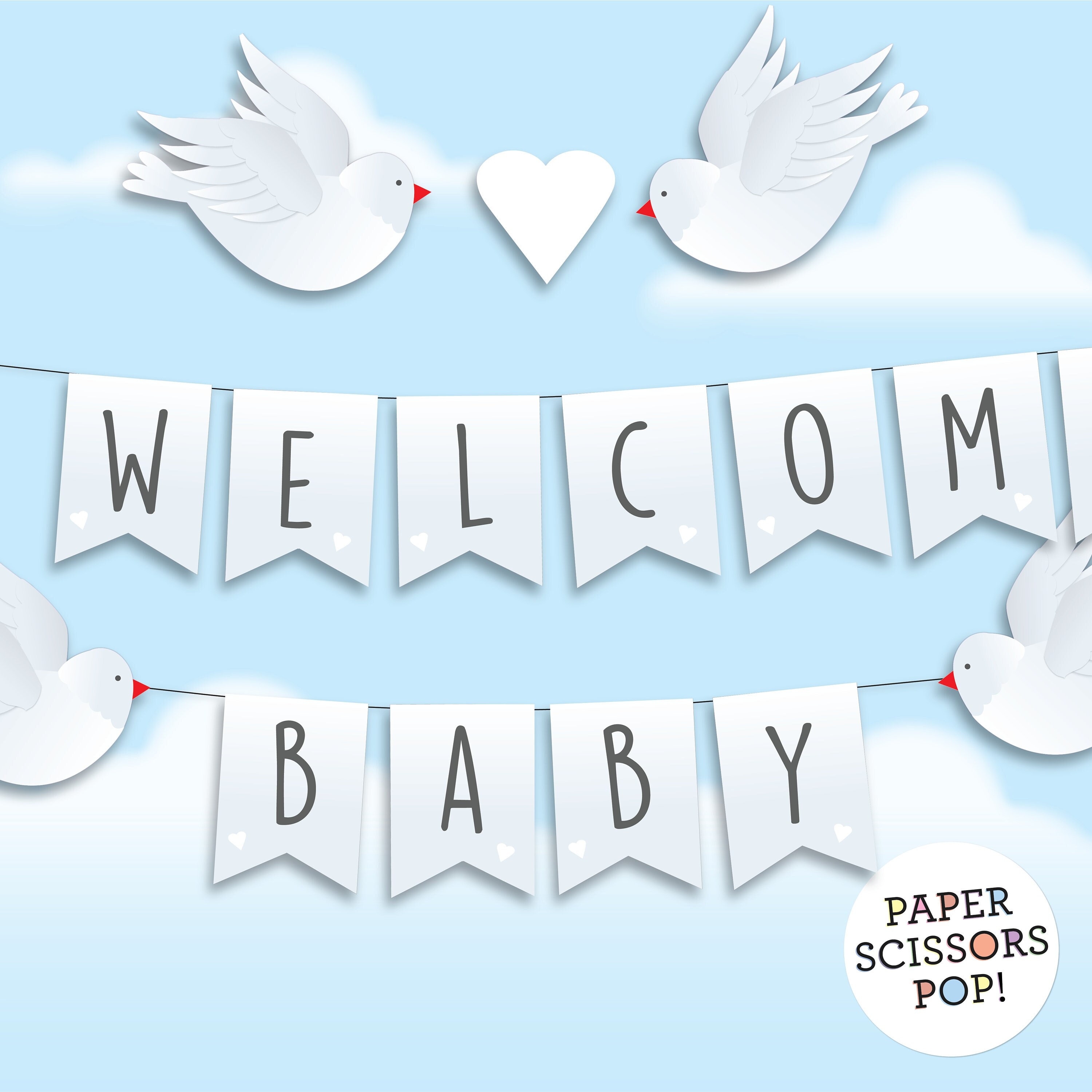 Neutral Welcome Baby Banner, Printable Gender Neutral Baby Shower ...