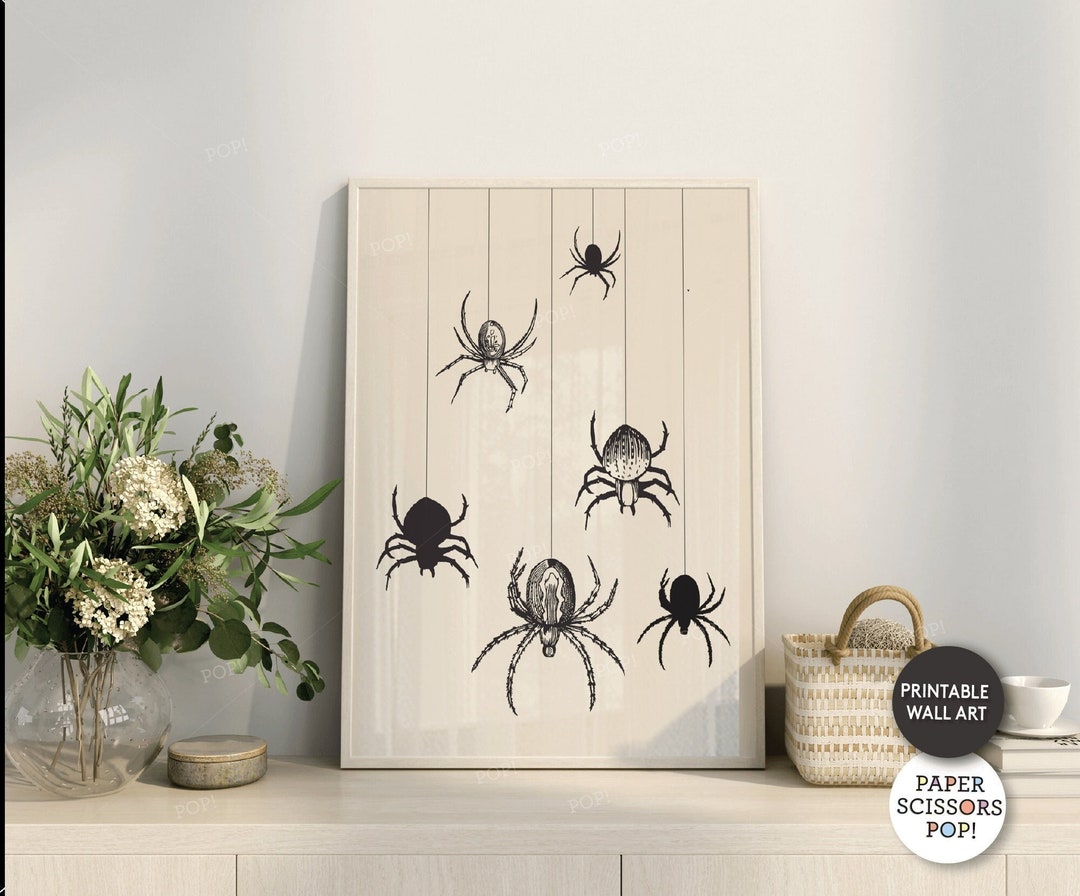 Vintage Spider Wall Art Printable Poster, Spider Halloween Decor ...