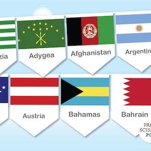 World Flags Classroom Decor, International Flags Banner, Printable ...
