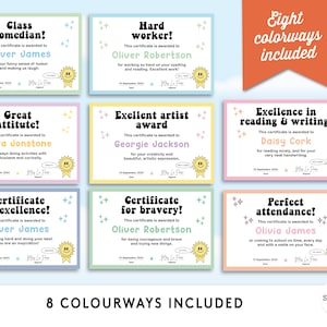 Kids Award Certificate Templates, Editable Kids Awards Printable Cute ...