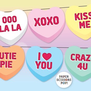 Heart Candy Printable Banner Pennant Valentines Gift, Pastel Wedding ...
