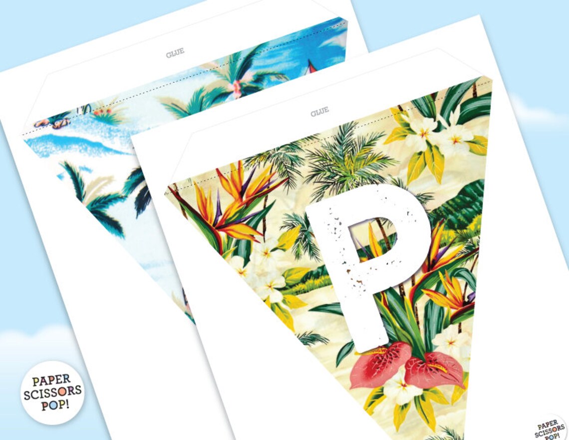 Hawaiian Birthday Banner Template DIY Printable Topical Luau - Etsy