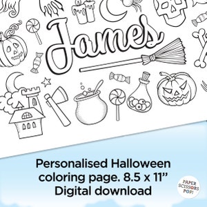 Personalized Coloring Page for Halloween, Printable Halloween Name ...