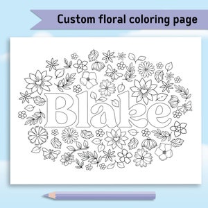 Custom Flowers Coloring Page Printable, Girl Coloring Page, Floral ...