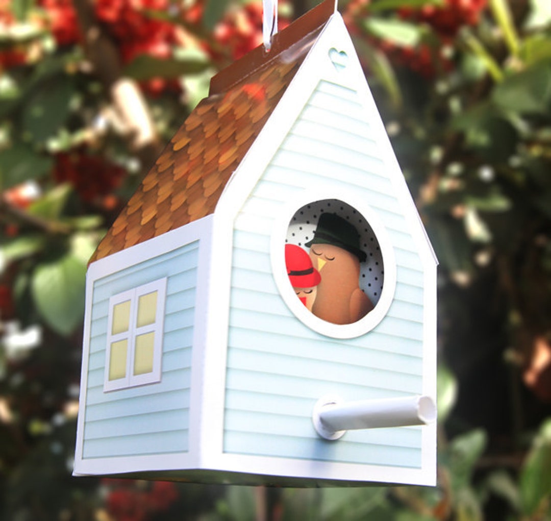 Love Birds House Favor Box Template Lovebirds Cottage Core Wedding ...