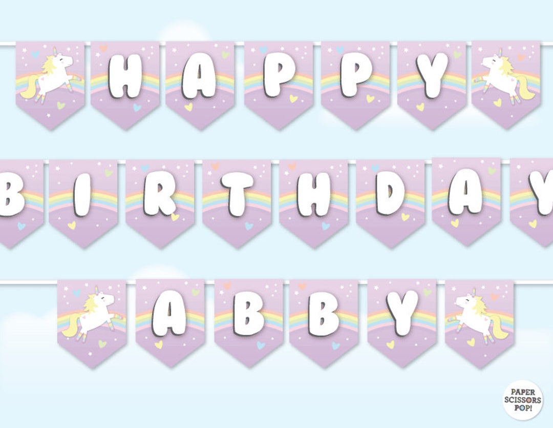 Unicorn Banner, Unicorn Birthday Garland, Party Decor, Printable ...
