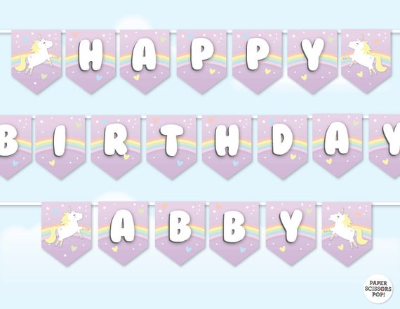 Unicorn Banner, Unicorn Birthday Garland, Party Decor, Printable ...