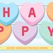 Happy Valentine's Day Banner, Pastel Conversation Hearts Decoration ...