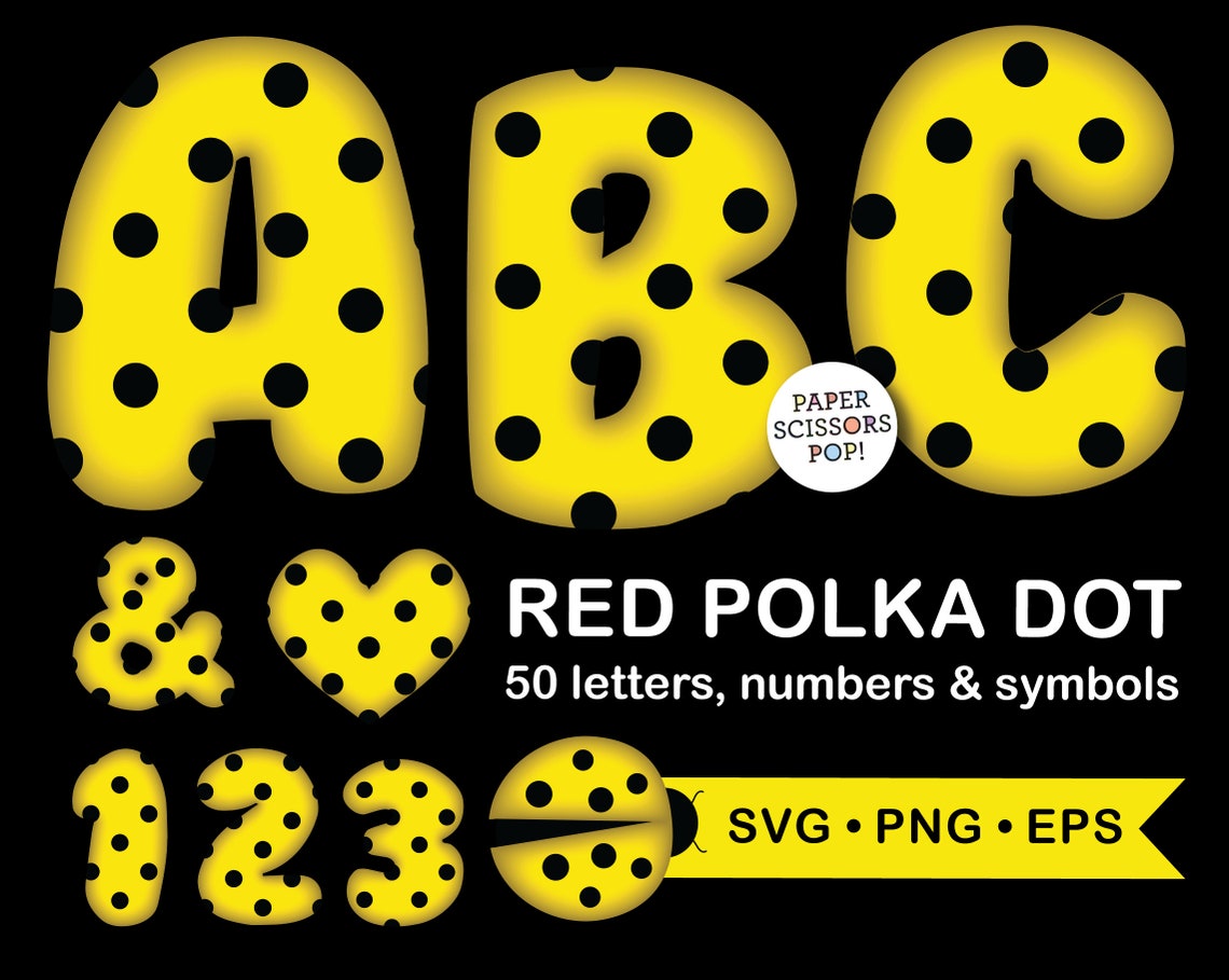 Yellow Polka Dot Alphabet Set SVG PNG Sublimation Polka Dot - Etsy