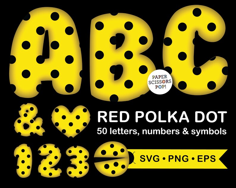 Yellow Polka Dot Alphabet Set SVG PNG Sublimation Polka Dot - Etsy