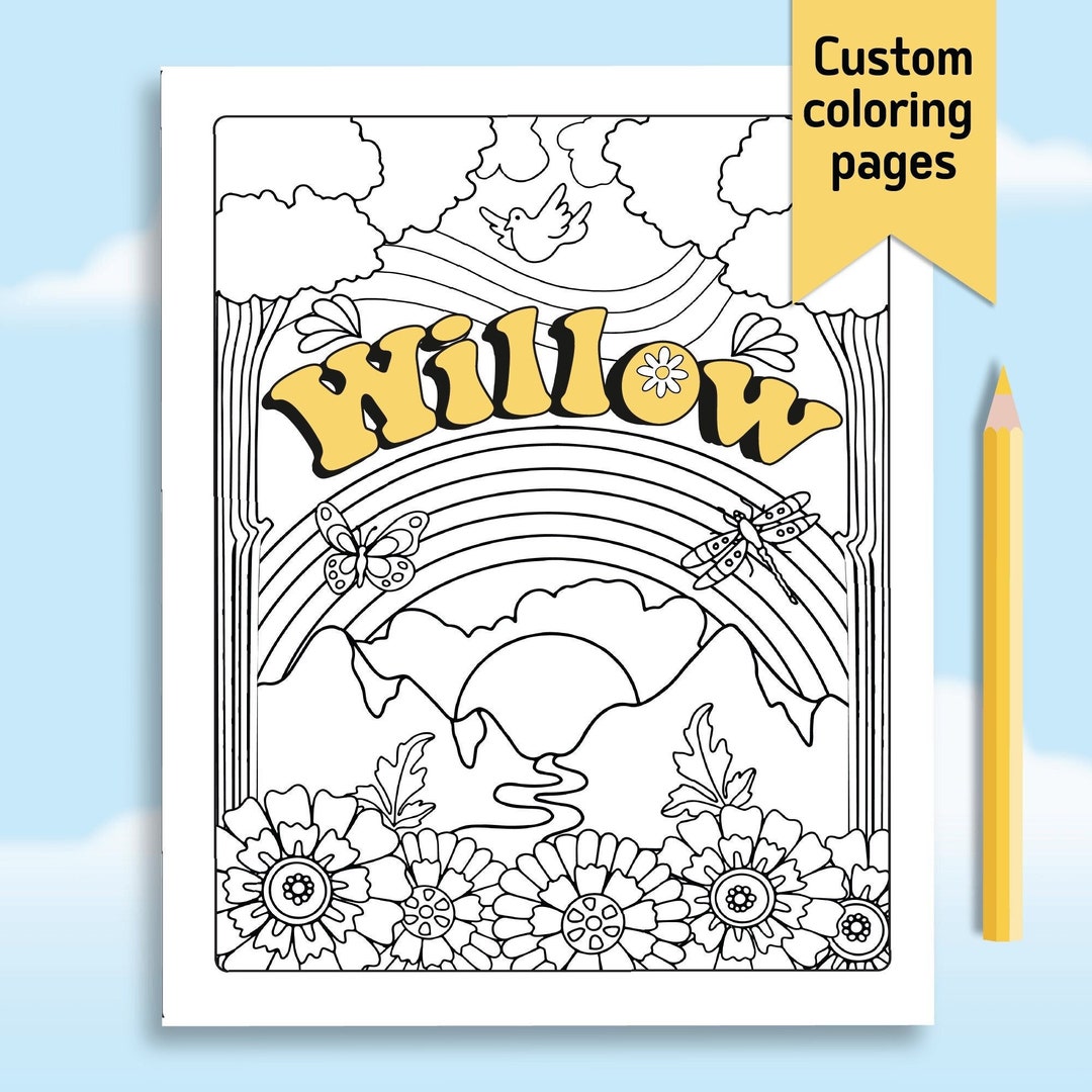 Personalized Coloring Page Printable, Girls Coloring Page, Adult ...