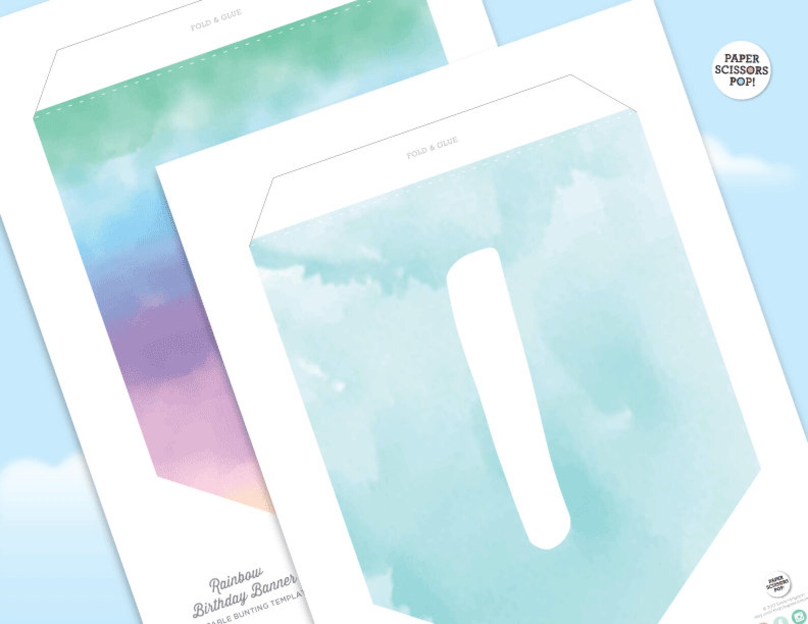 Rainbow Birthday Banner Tropical Banner Watercolor Rainbow - Etsy