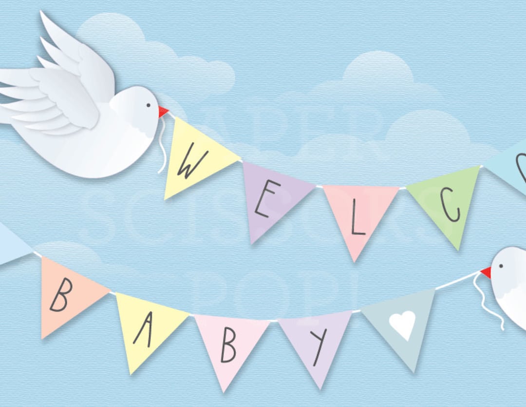Welcome Baby Banner, Baby Name Banner Pastel Nursery Decor, Printable ...