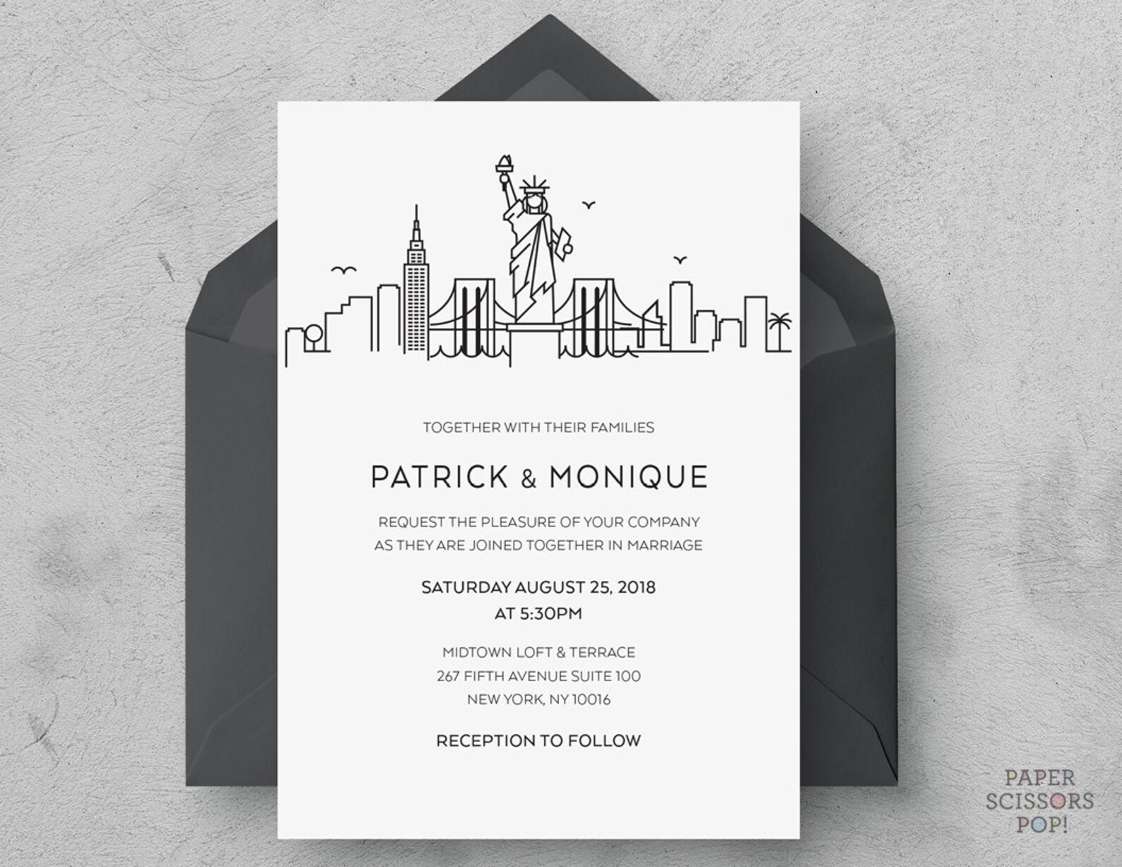New York Invitation New York Wedding Invitation Minimalist | Etsy